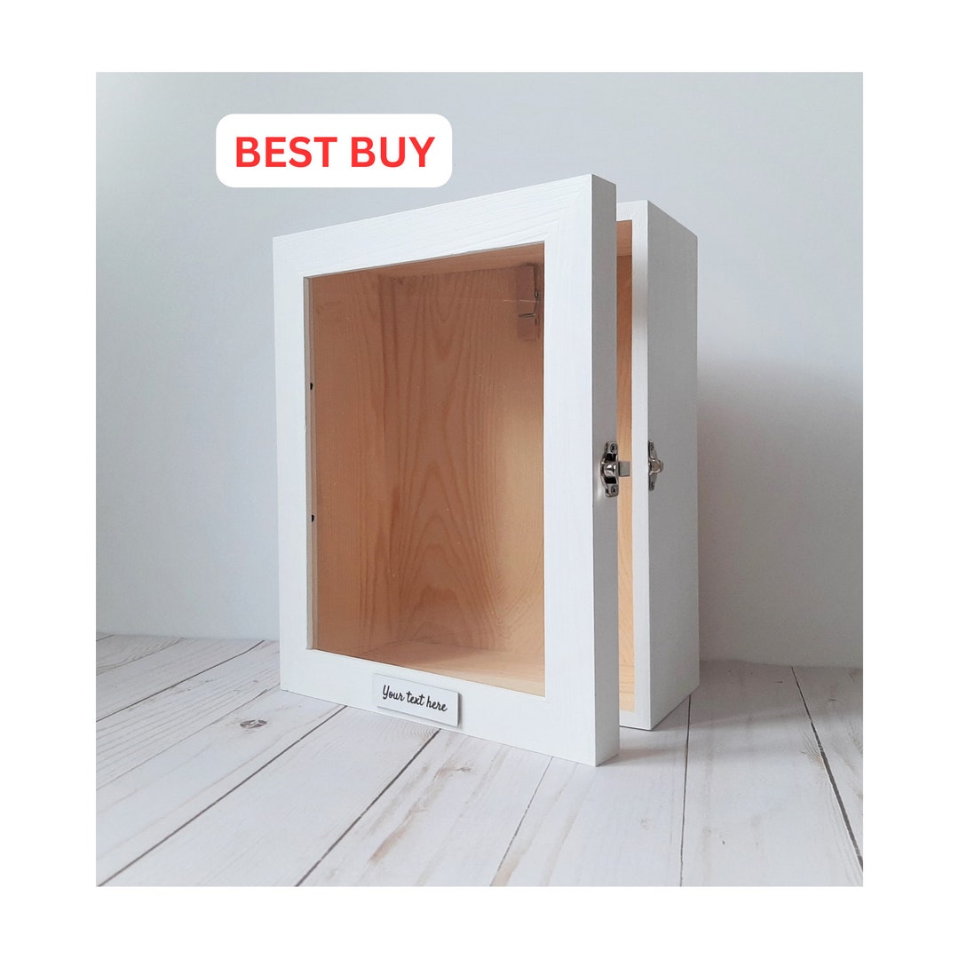 8x10 Extra Deep Wooden Personalized Shadow Box Frame With Glass Door ...
