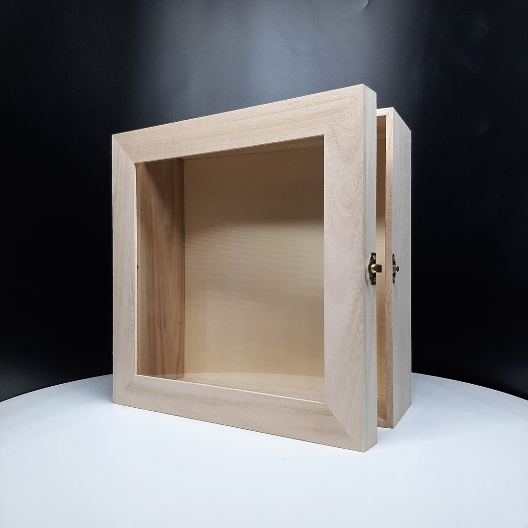 Extra Deep Large Wooden Shadow Box Frame With Glass, Memories Box ...