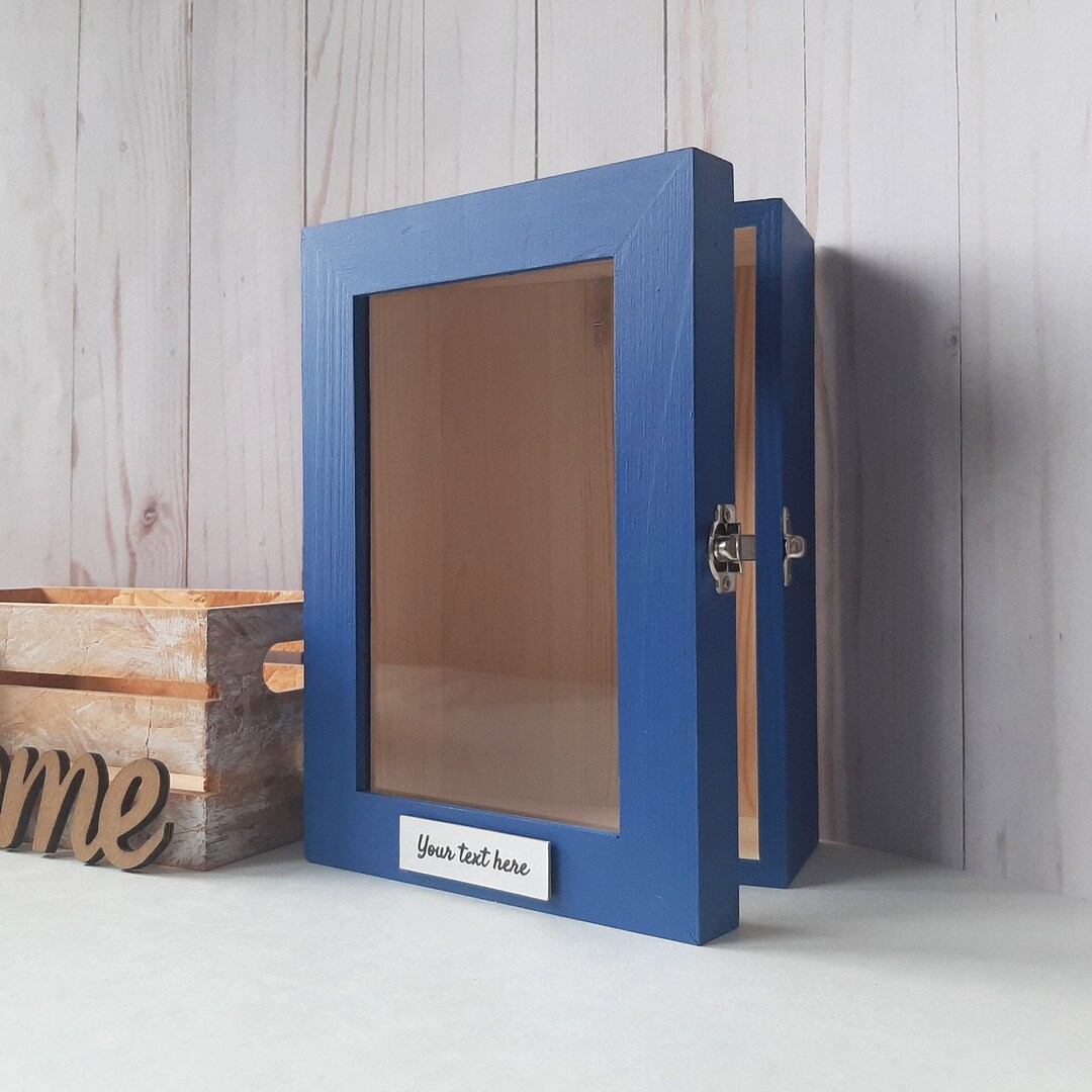 Small Extra Deep Personalized Shadow Box Frame With Glass Door, Display ...