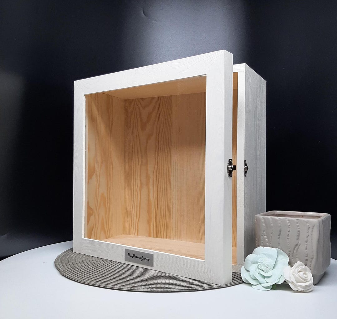 Large Extra Deep Wooden Personalized Shadow Box Frame With Glass Door ...