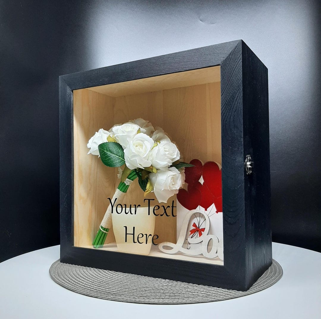 12x12 Extra Deep Personalized Shadow Box Frame With Glass Door, Display ...