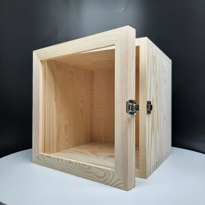 10x10 Extra Deep Wooden Shadow Box Frame With Glass Door, Display Case ...