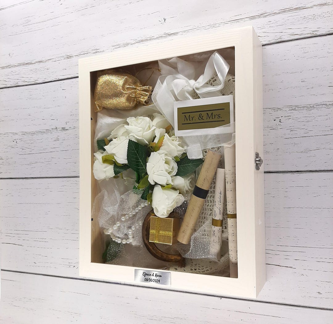 11x14 Personalized Wedding Shadow Box Frame for Couples, Memory ...