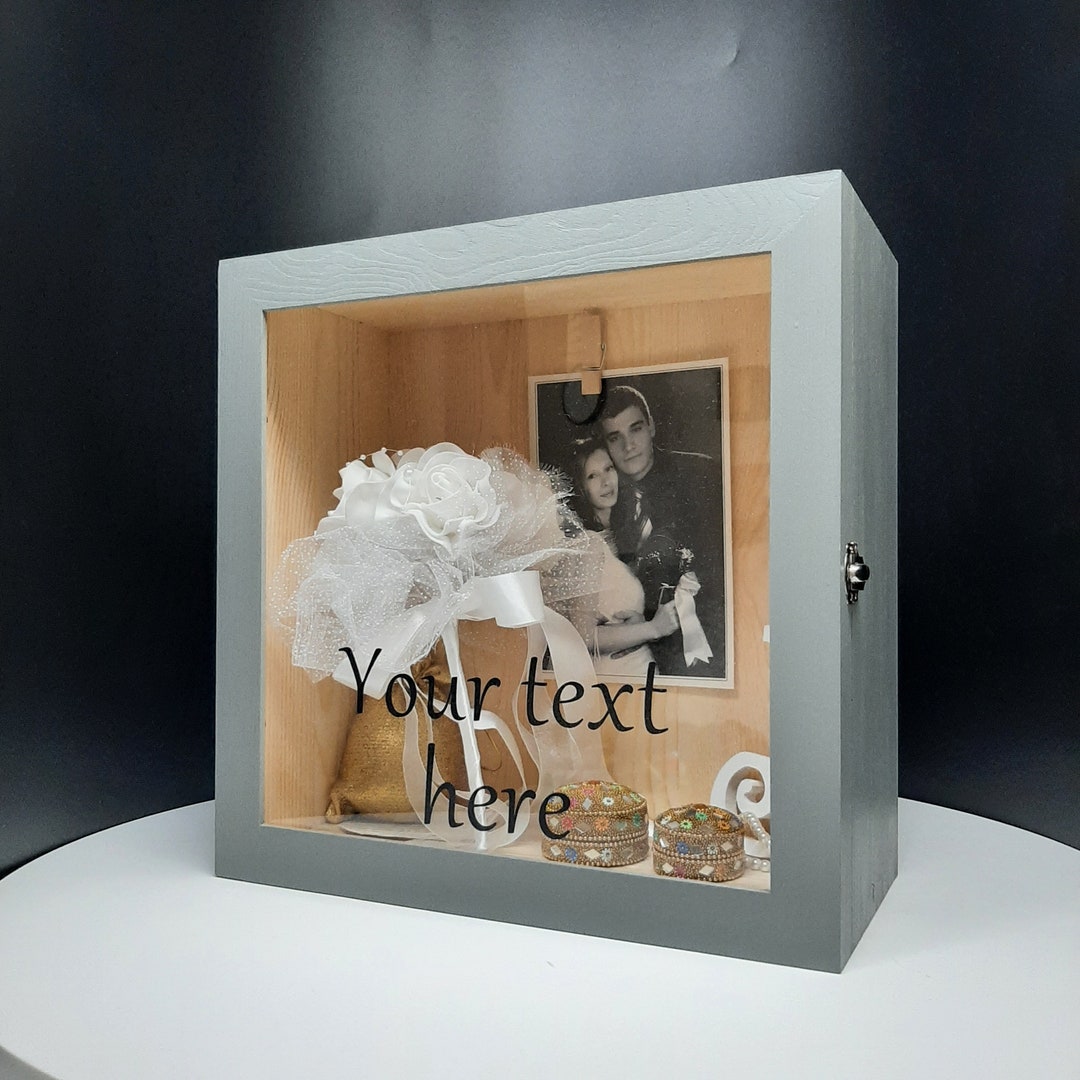 Large Extra Deep Wooden Personalized Shadow Box Frame Glass Door ...