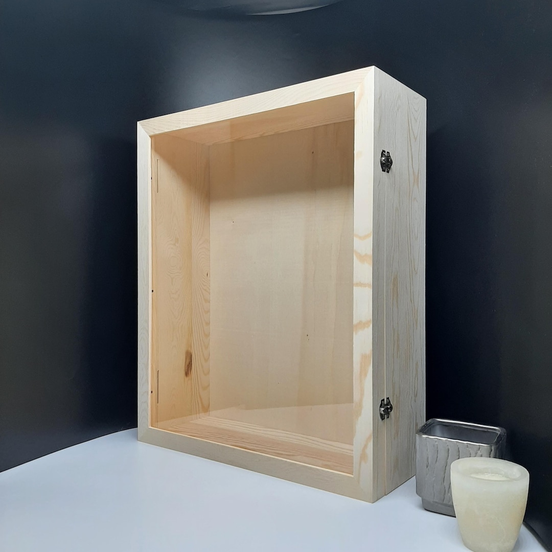 16x20 Extra Large Deep Wooden Shadow Box Frame With Glass Door, Memory ...