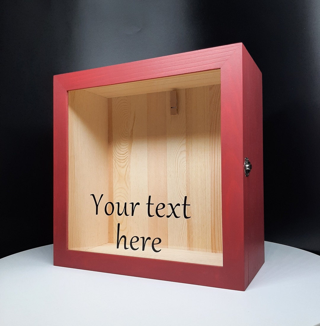 Large Extra Deep Wooden Personalized Shadow Box Frame With Glass Door ...