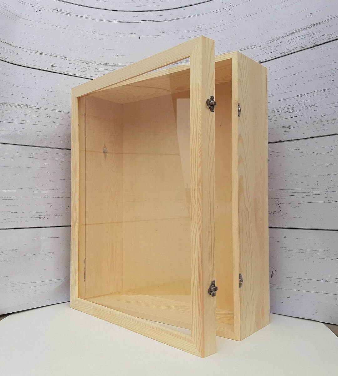 16x20 Extra Large Deep Wooden Shadow Box Frame With Glass Door, Memory ...