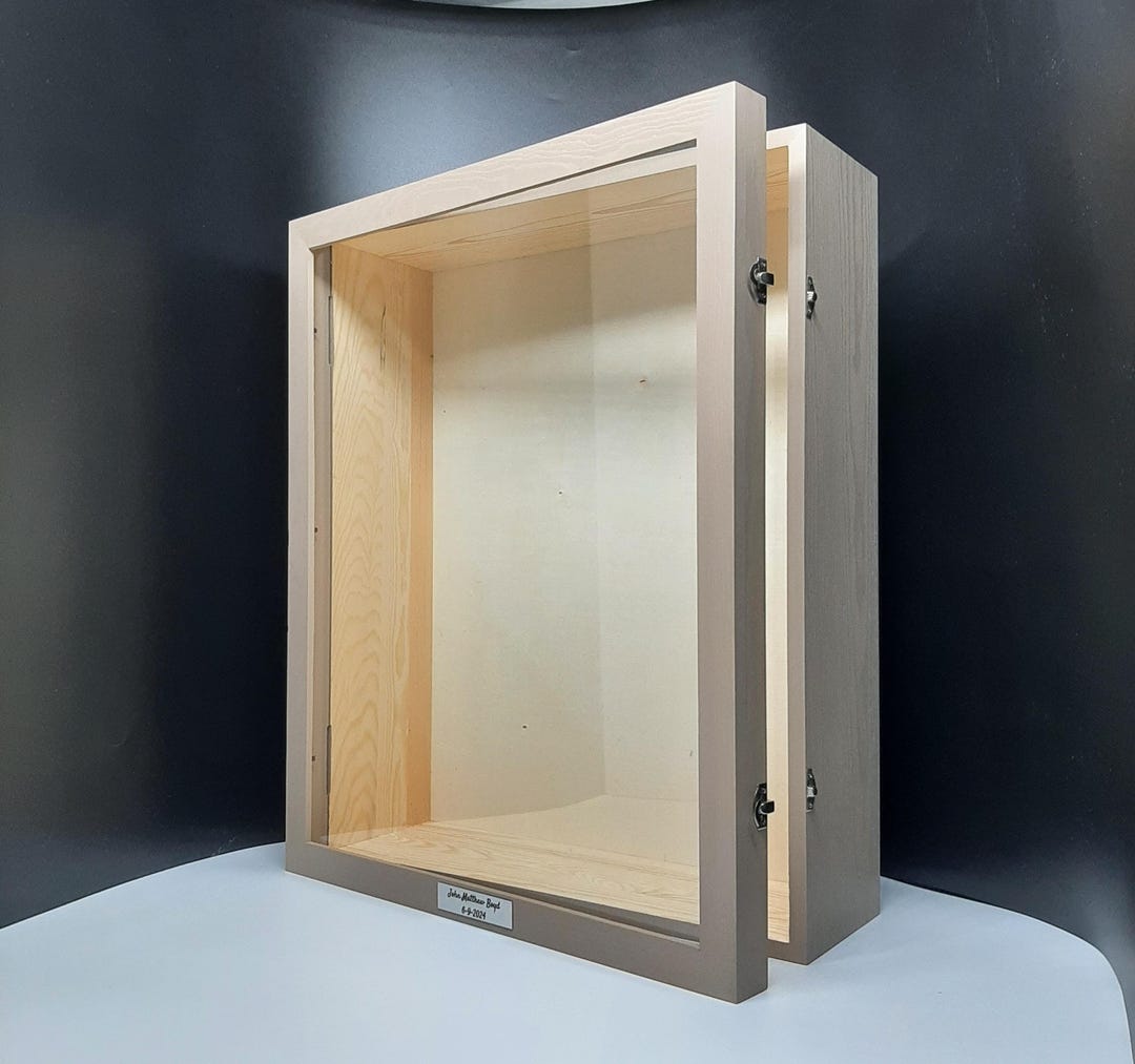 Large Extra Deep Shadow Box Frame Glass, Memories Box Wood, Living Room ...