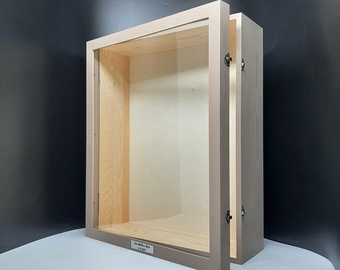 16x20 Extra Large Deep Wooden Shadow Box Frame With Glass Door, Memory ...