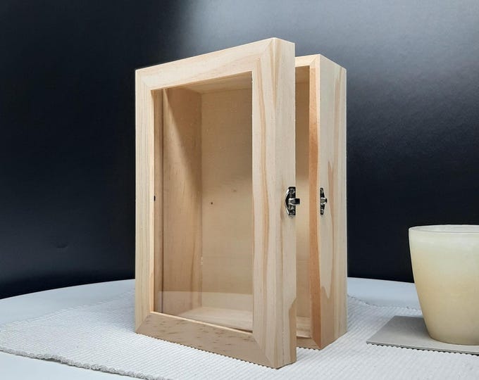 16x20 Extra Large Deep Wooden Shadow Box Frame With Glass Door, Memory ...