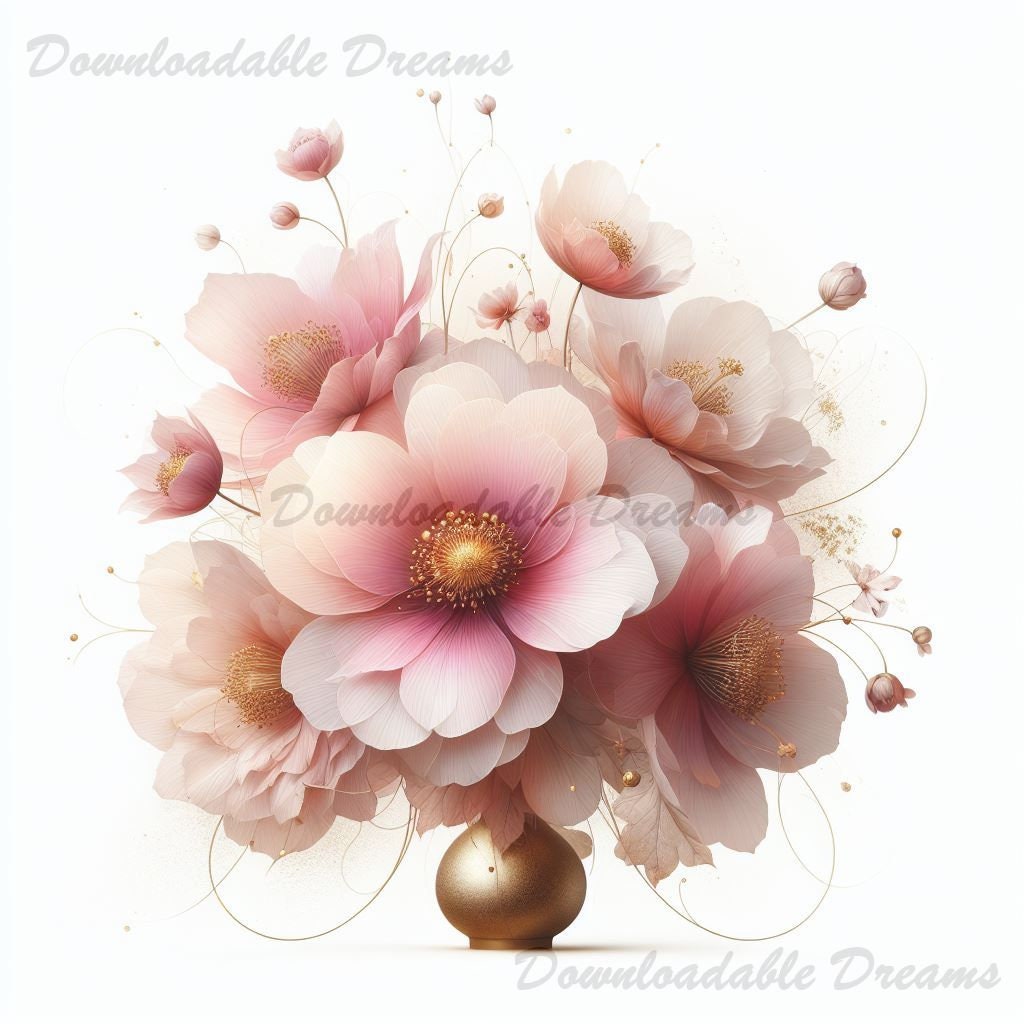 20 Abstract Watercolor Pink Flowers Etheral Floral Clipart Bundle ...