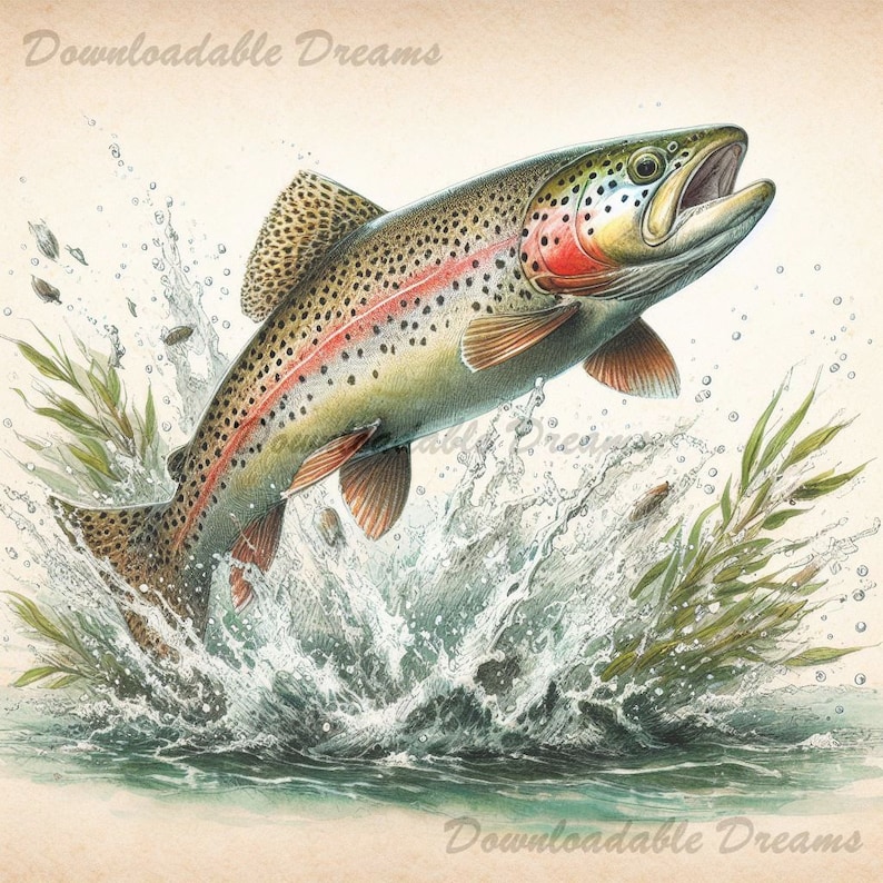 Rainbow Trout Watercolor Clipart Bundle: Fly Fishing Art (digital ...