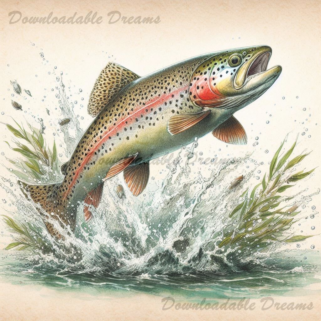 20 Rainbow Trout Watercolor Clipart Bundle - Fly Fishing High Quality ...