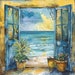 Beach House Window Watercolor Clipart: Serene Seaside Art (digital ...