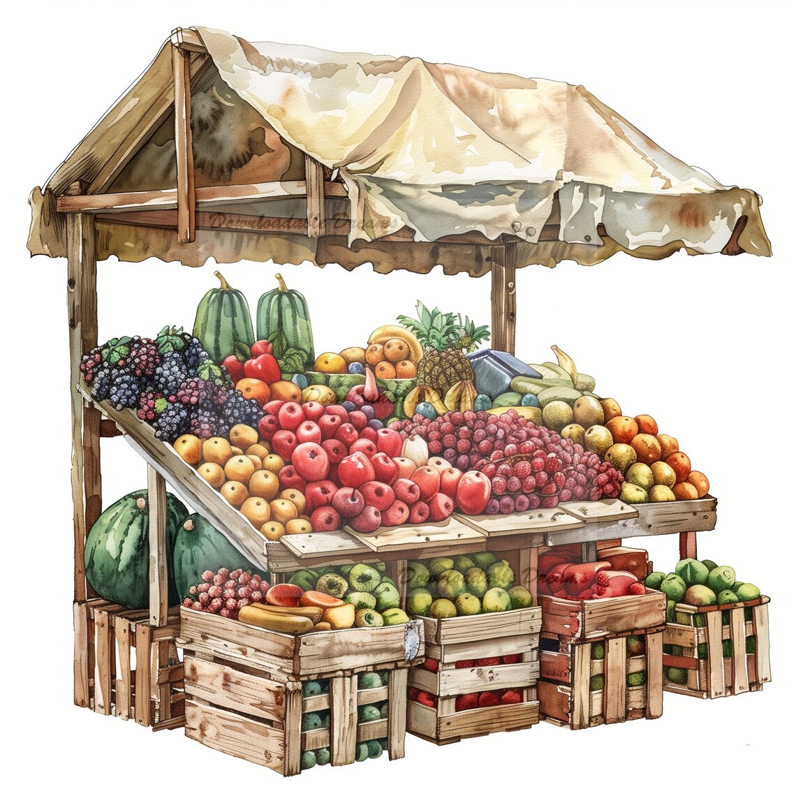 16 Farmer's Market Stands Clipart Bundle High Quality Digital JPG Image ...