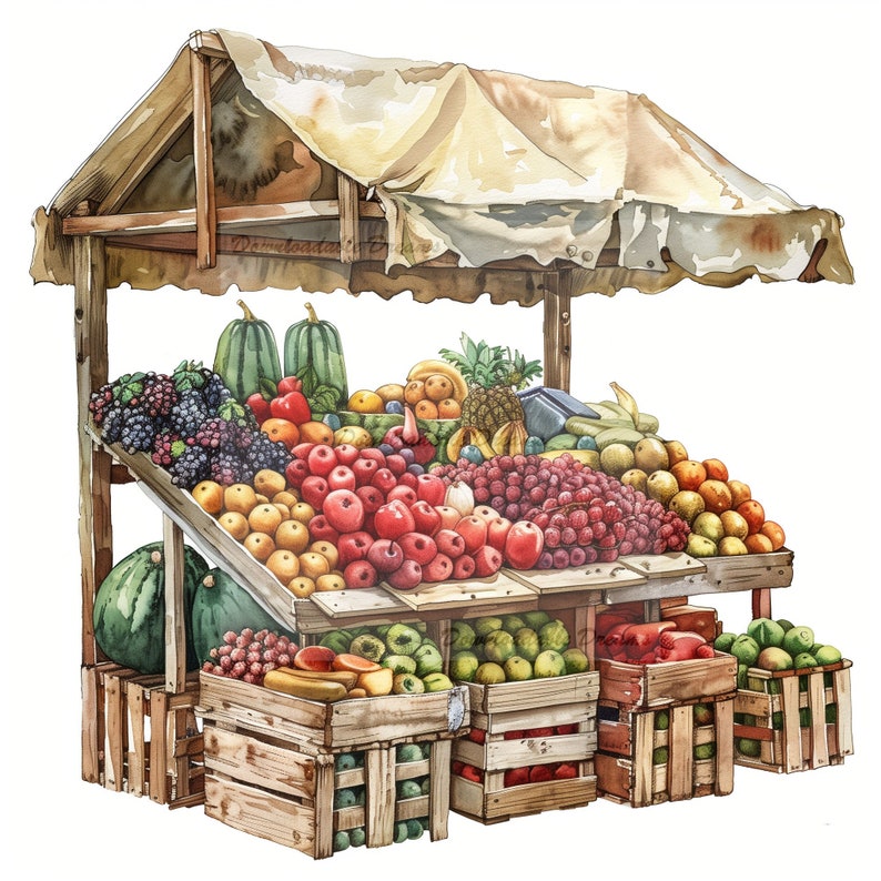 16 Farmer's Market Stands Clipart Bundle High Quality Digital JPG Image ...