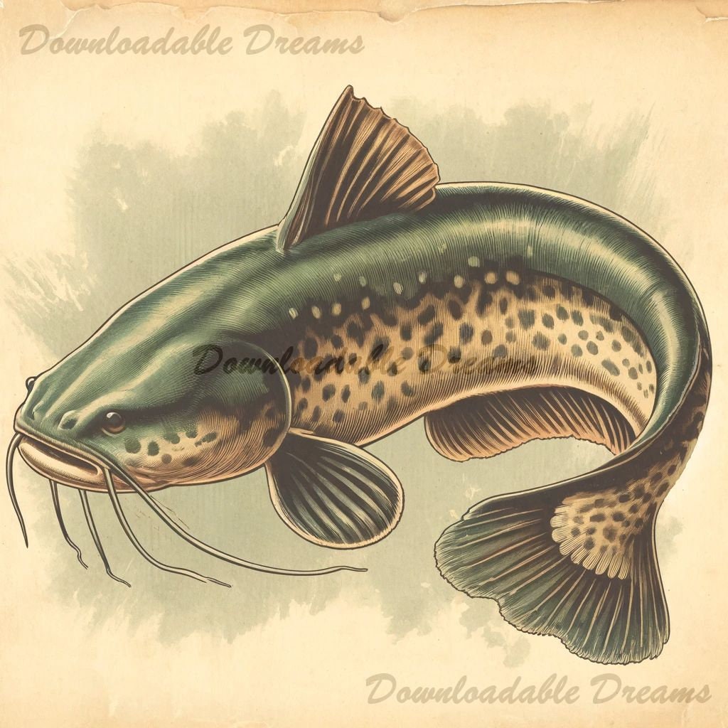 20 Catfish Watercolor Clipart Bundle in and Out of Water Flathead ...