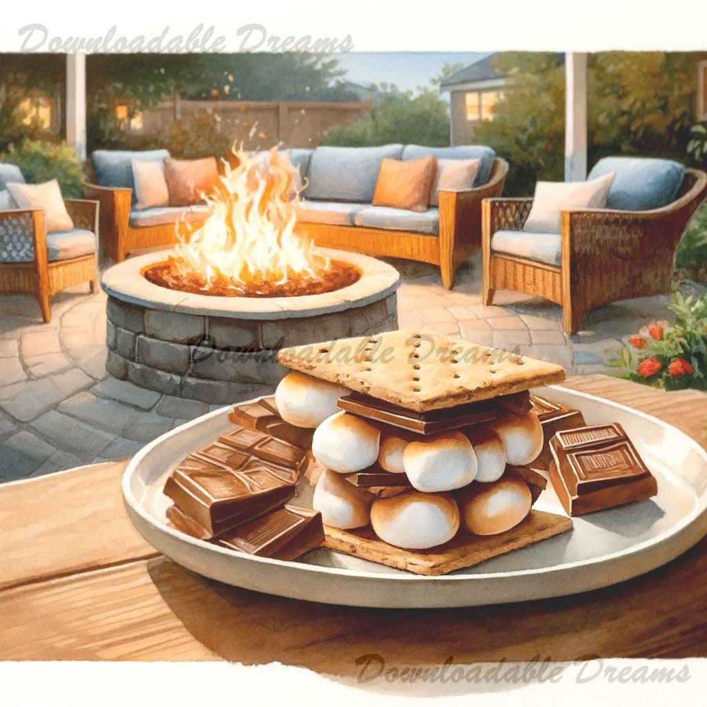 12 Delicious S'mores Watercolor Clipart Bundle Scrapbooking Kit ...