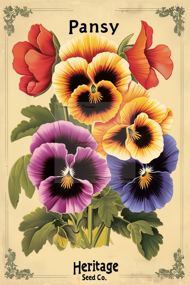 25 Beautiful Vintage Flower Seed Packet PNG Clipart Bundle Scrapbooking ...