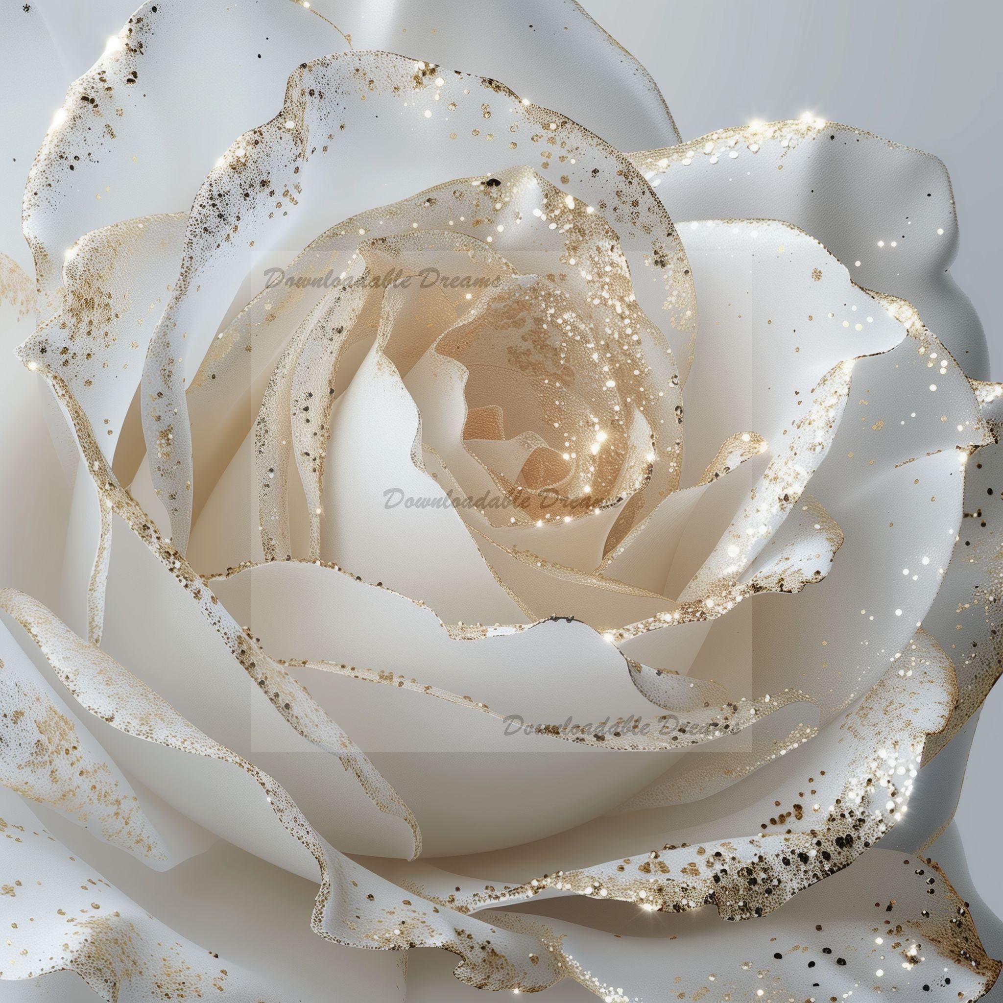 White Rose Gold Accents Watercolor Clipart Bundle (commercial Use) - Etsy
