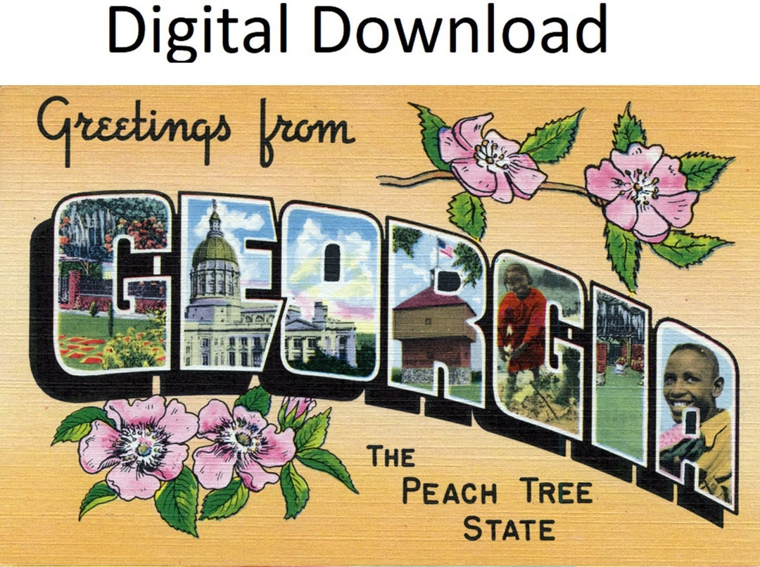 Greetings From Georgia Vintage Postcard Style #4 - Digital Printable ...