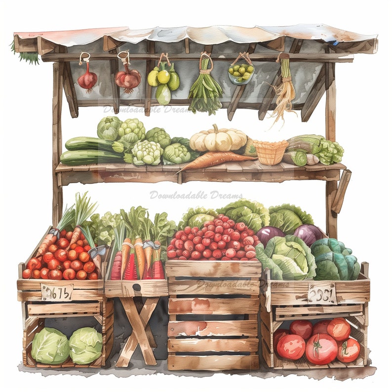 16 Farmer's Market Stands Clipart Bundle High Quality Digital JPG Image ...