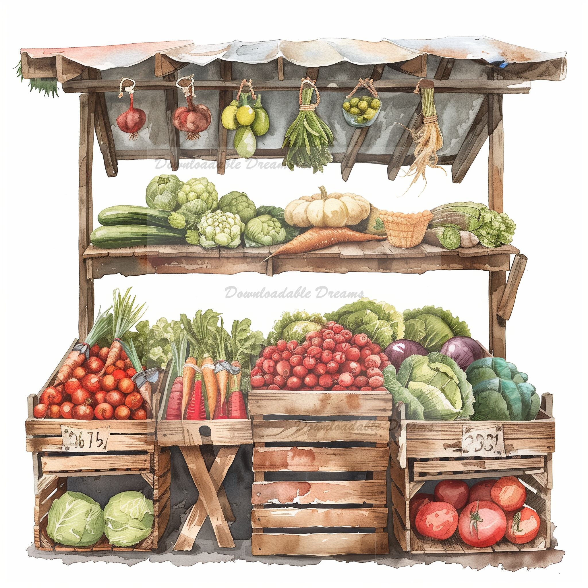 16 Farmer's Market Stands Clipart Bundle High Quality Digital JPG Image ...
