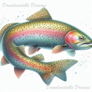 Rainbow Trout Watercolor Clipart Bundle: Fly Fishing Art (digital ...