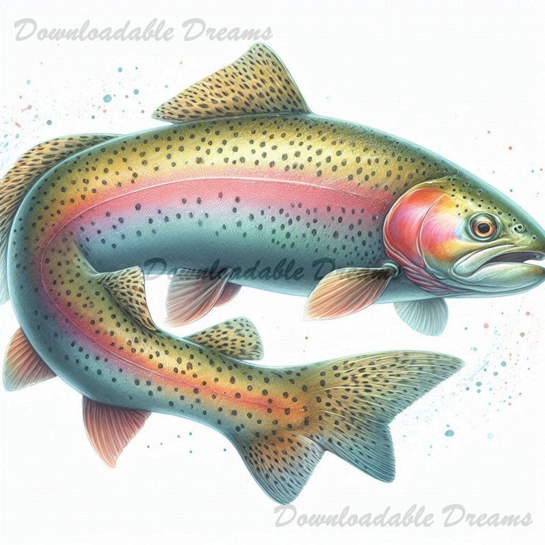 Rainbow Trout Watercolor Clipart Bundle: Fly Fishing Art (digital ...