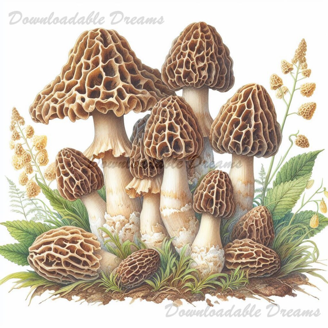 20 Morel Mushroom Clipart Bundle Morels Art Pack High Quality Digital ...