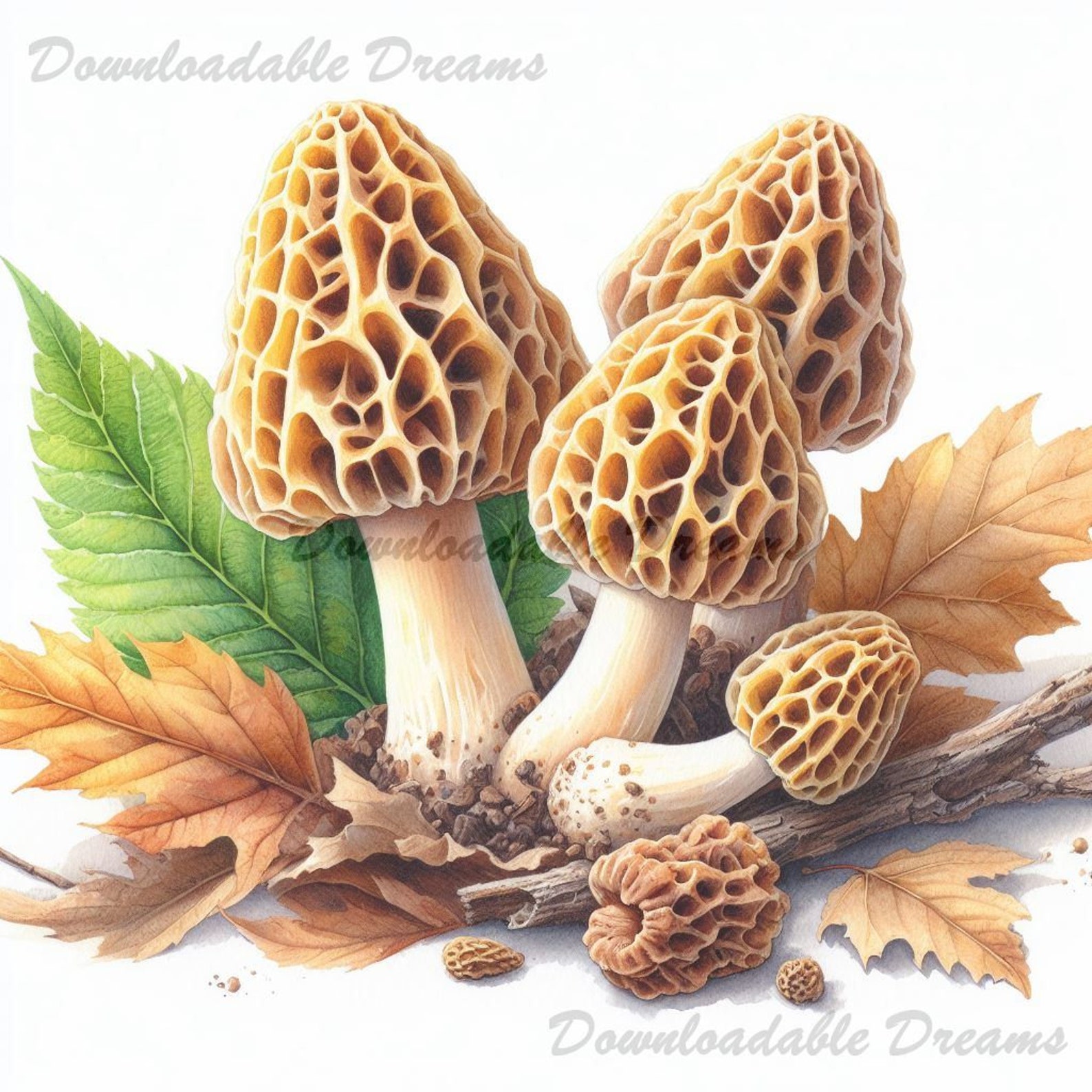 20 Morel Mushroom Clipart Bundle - Morels Art Pack High Quality Digital ...