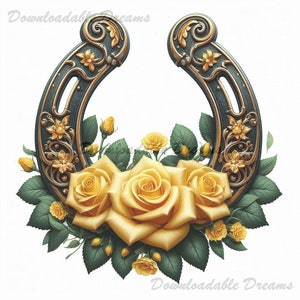 14 Horseshoes With Roses Watercolor Clipart Bundle Scrapbooking Kit ...