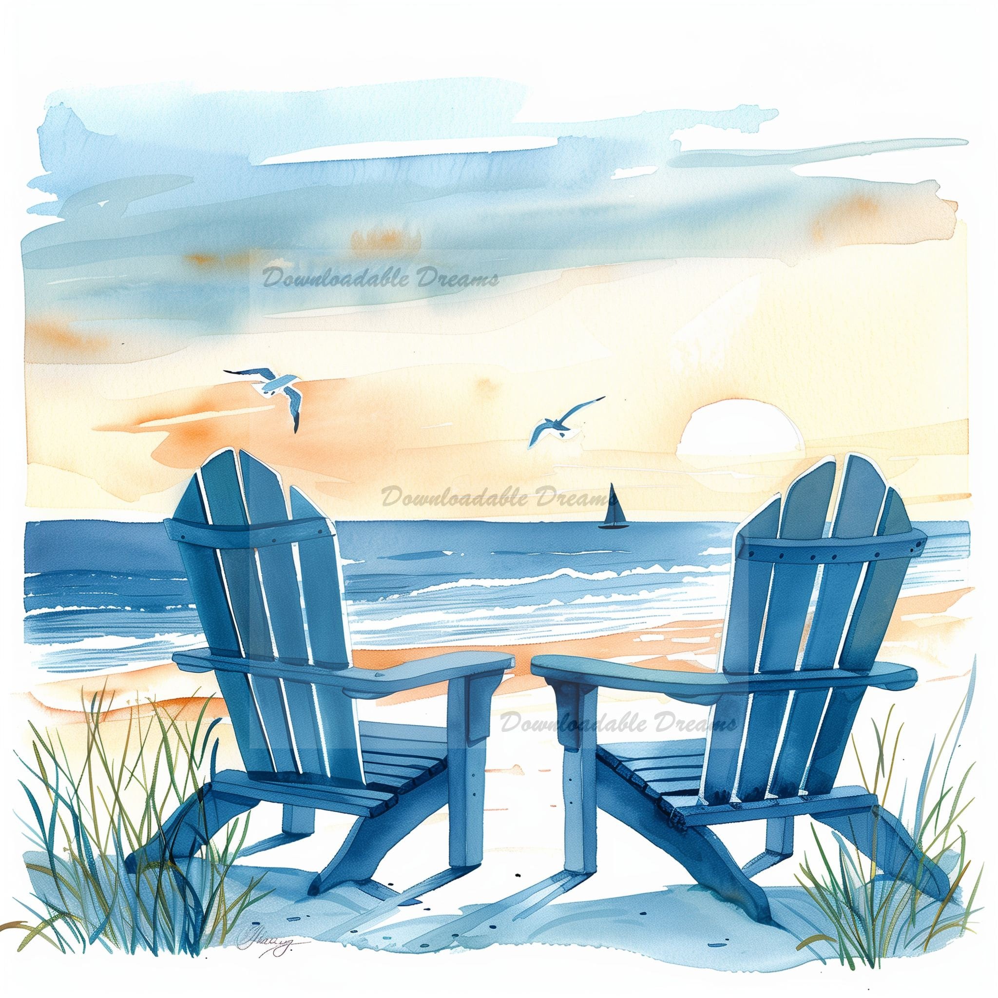 Adirondack Chair Beach Watercolor Clipart Bundle (digital Download) - Etsy