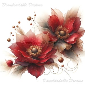 Abstract Red Floral Watercolor Clipart Bundle (digital Download) - Etsy