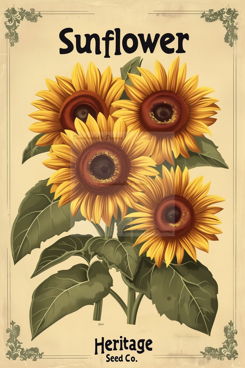 Vintage Flower Seed Packet Clipart: 25 PNG Antique Floral Designs ...