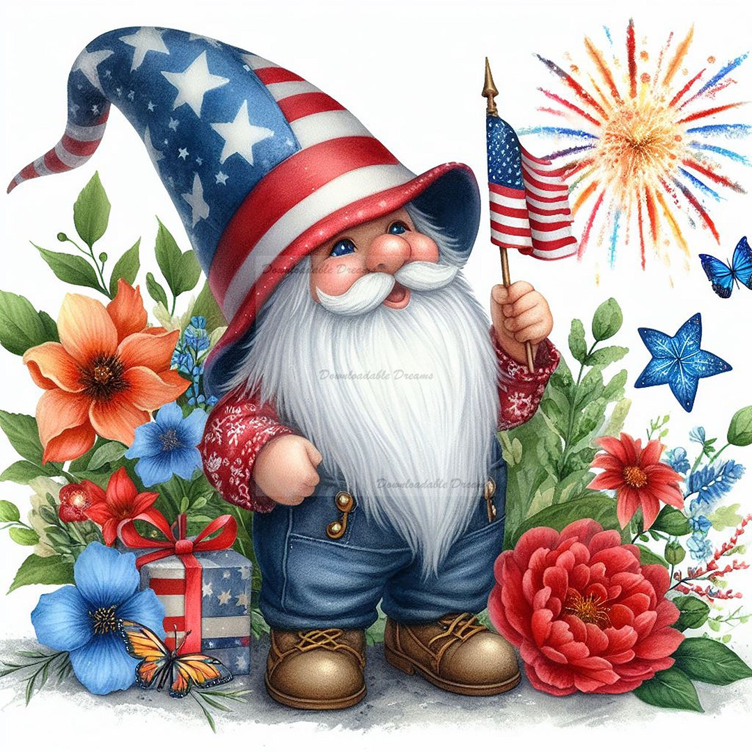 Fourth of July Gnomes Watercolor Clipart Bundle (digital Download) - Etsy