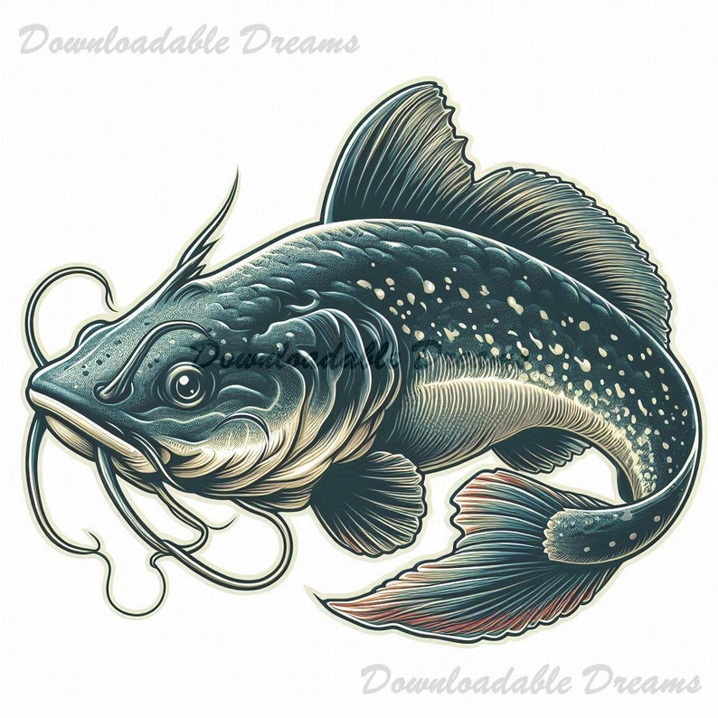 20 Catfish Watercolor Clipart Bundle - in and Out of Water Flathead ...