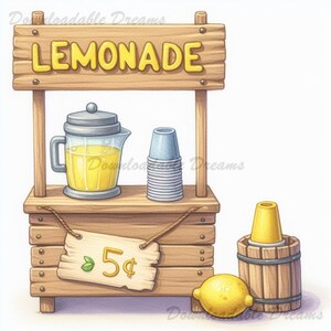20 Lemonade Stand Watercolor Clipart Bundle - Child's Wooden Stand High ...