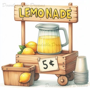 Lemonade Stand Watercolor Clipart Bundle: Commercial Use (digital ...