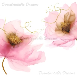 Watercolor Pink Flowers Clipart: Abstract Floral Digital Images ...
