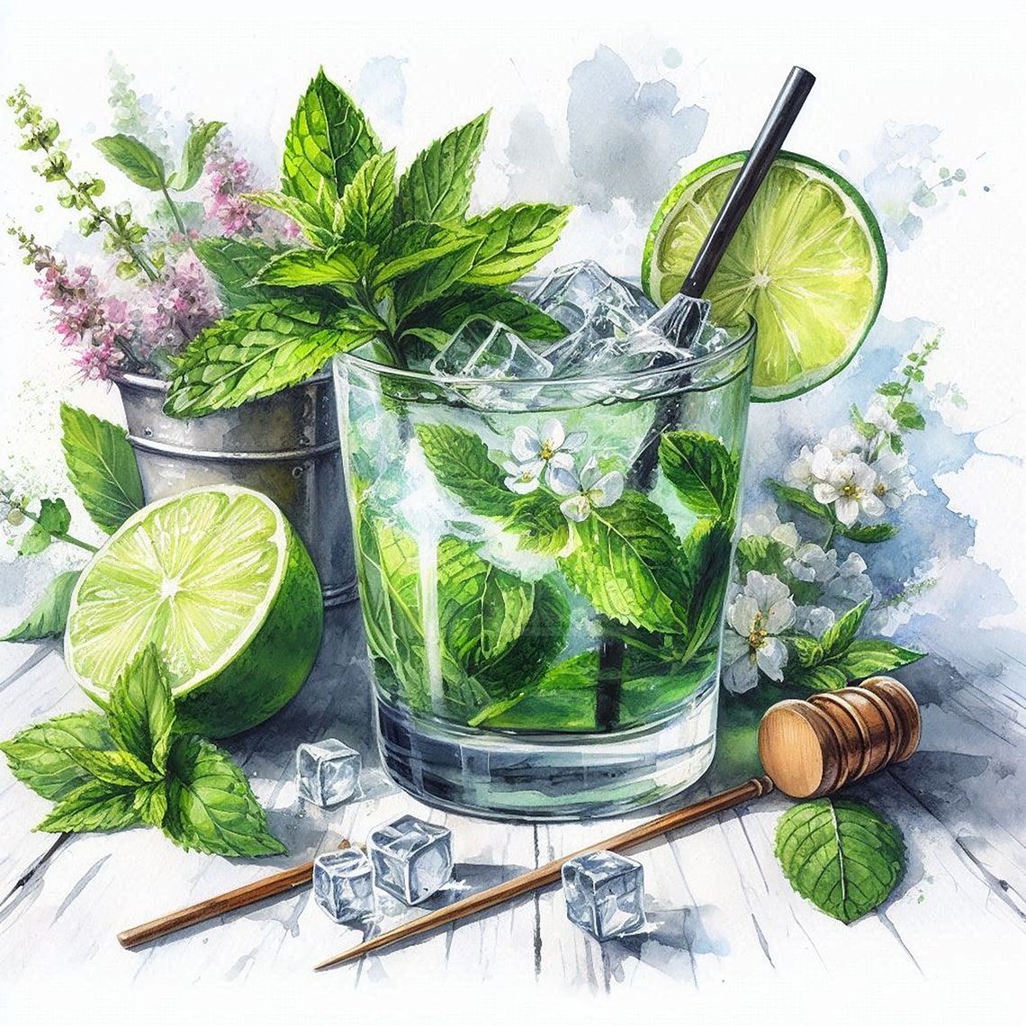 20 Mint Julep Watercolor Clipart Bundle Derby Time Horse Racing High ...