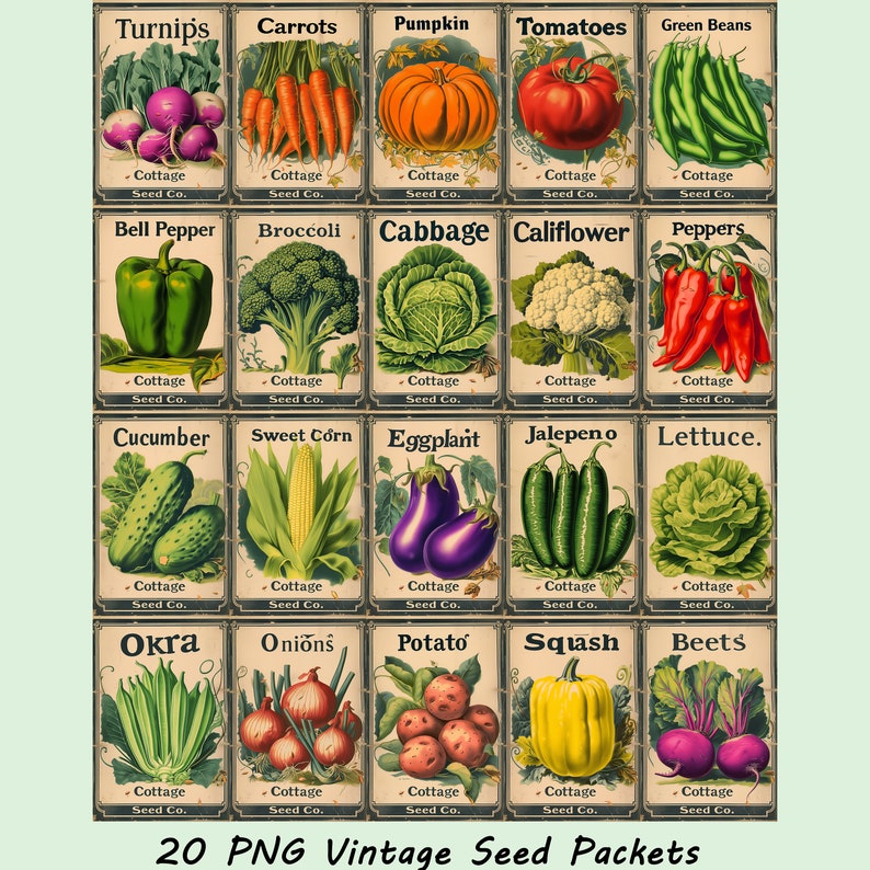 78 Mega Bundle of Vintage Seed Packet PNG Clipart Bundle Scrapbooking ...