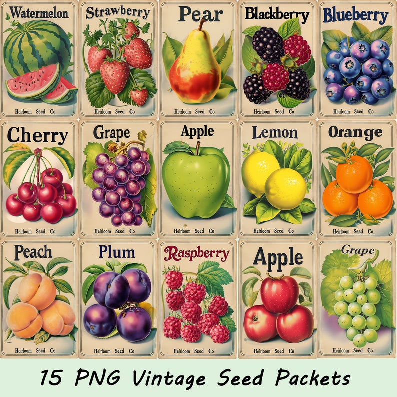 78 Mega Bundle of Vintage Seed Packet PNG Clipart Bundle Scrapbooking ...