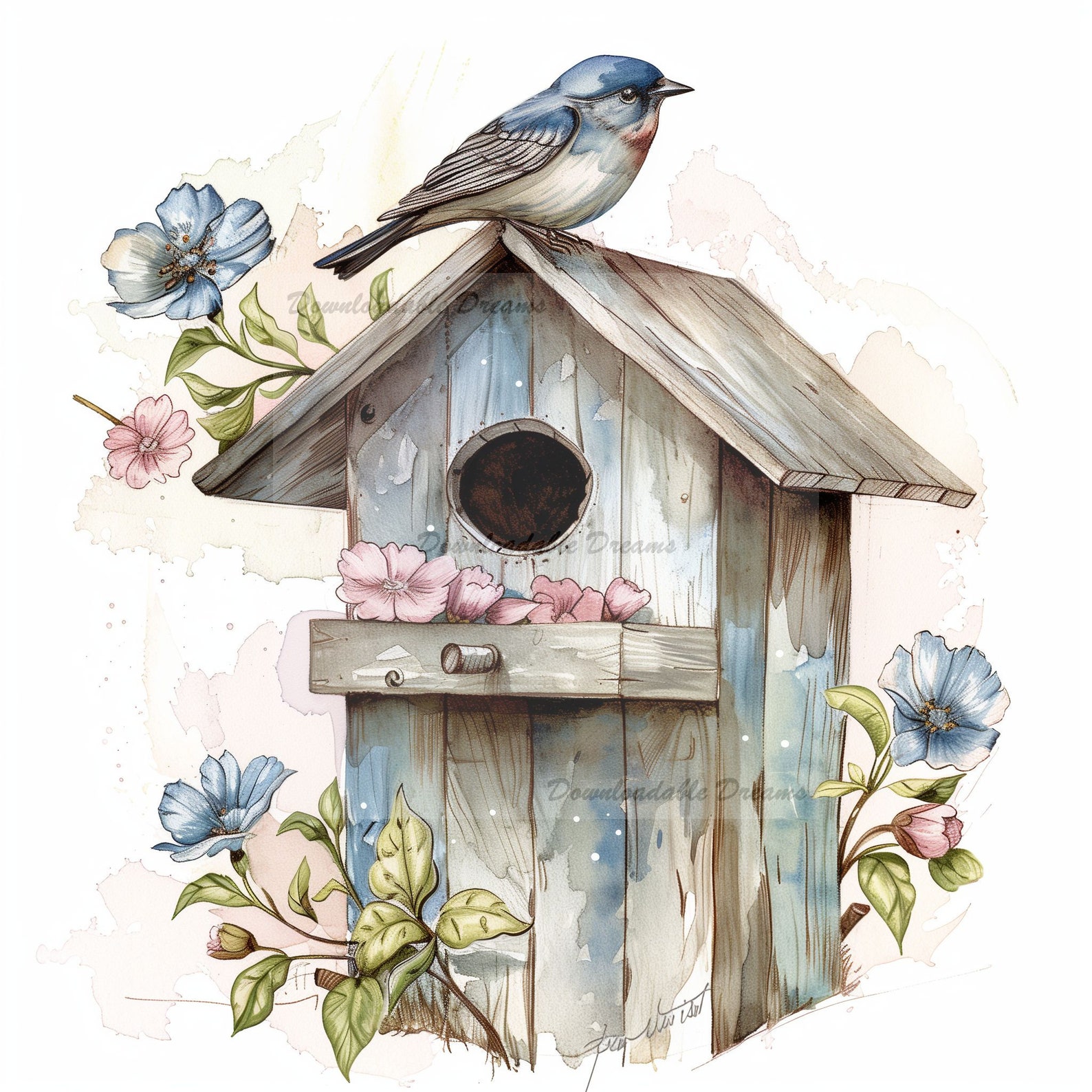 Watercolor Birdhouse Clipart Bundle: Boho Bird Images (digital Download ...