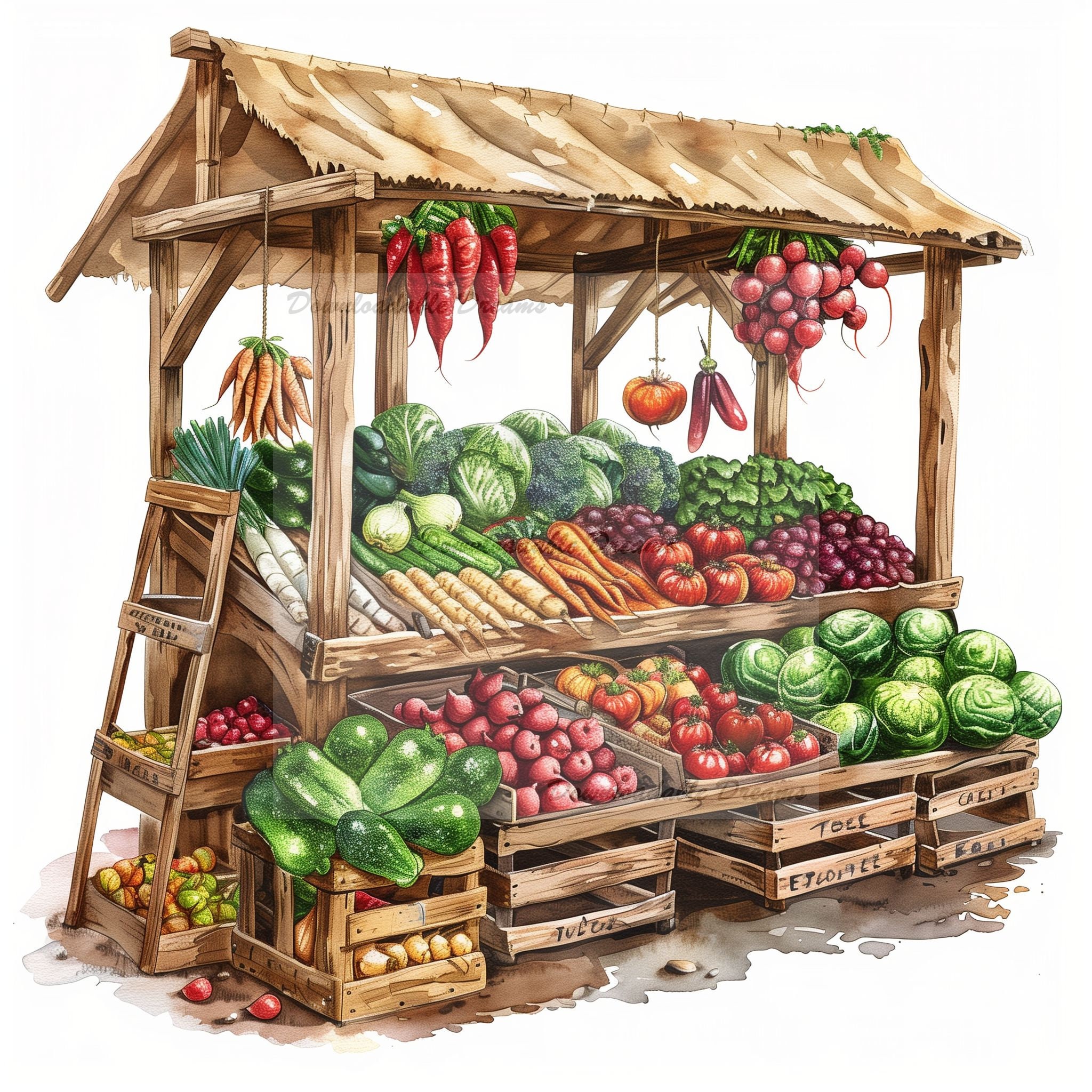 16 Farmer's Market Stands Clipart Bundle High Quality Digital JPG Image ...