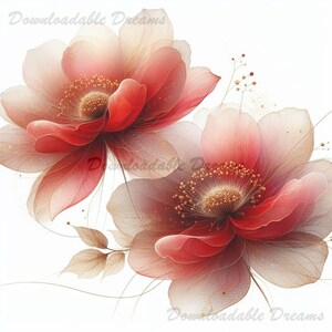 Abstract Red Floral Watercolor Clipart Bundle (digital Download) - Etsy