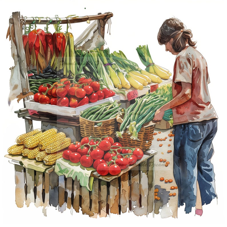 Watercolor Farmer's Market Clipart Bundle (digital Download) - Etsy