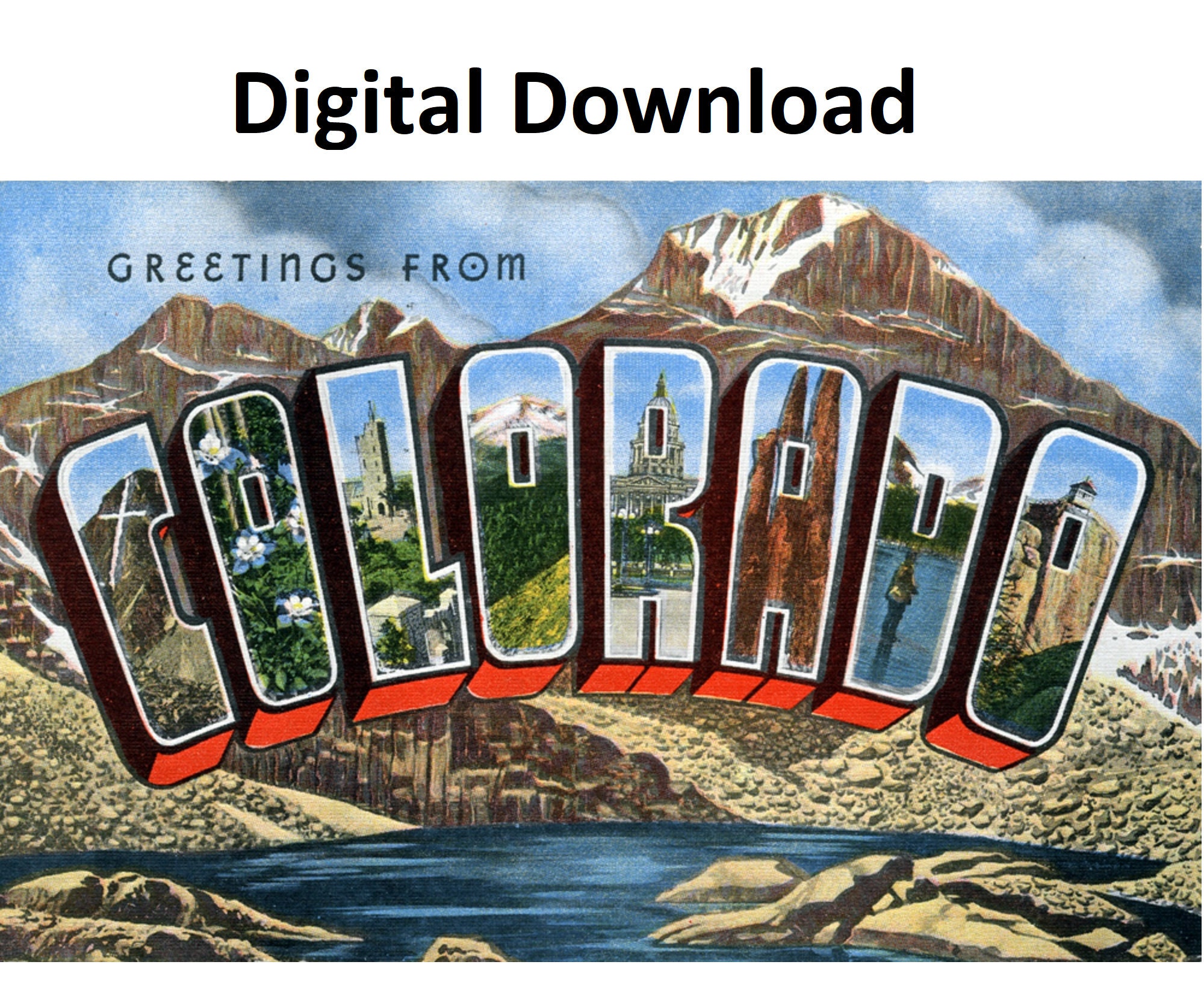 Greetings From Colorado Vintage Postcard Style #3 - Digital Printable ...