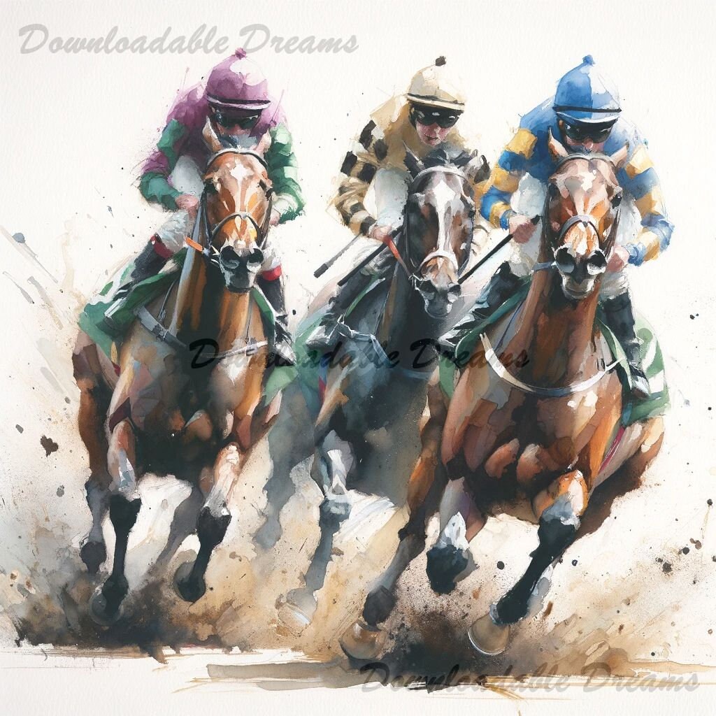 Watercolor Horse Racing Clipart Bundle: Derby Art (digital Download) - Etsy