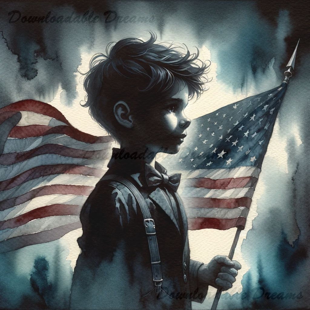 American Flag Clipart: Watercolor Boys, 4th of July (digital Download ...
